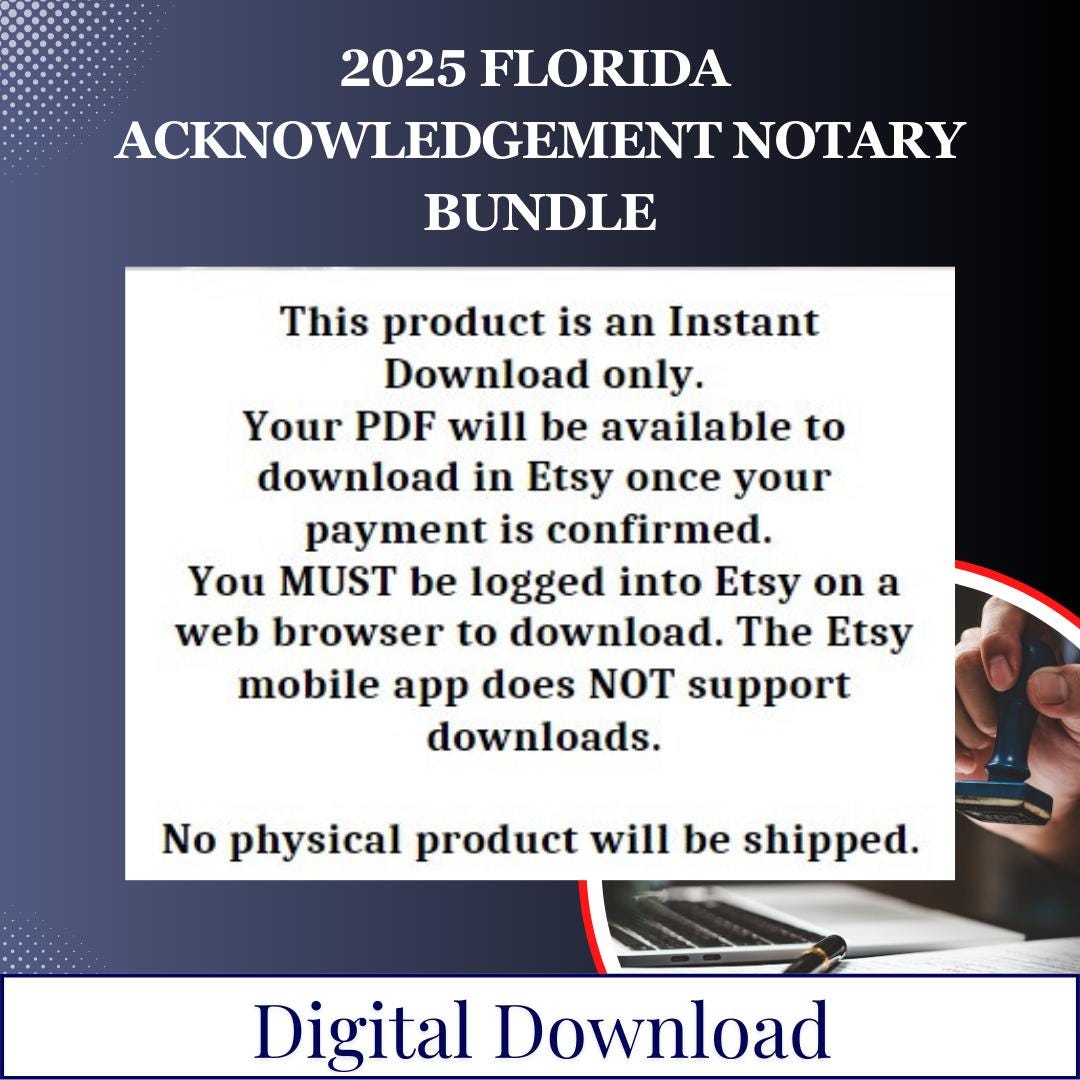 2025 Florida Acknowledgement Notary Bundle - Notary Certificates ...
