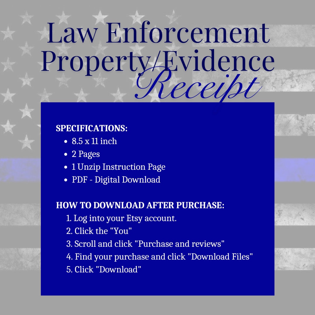 Law Enforcement Property & Evidence Receipt, Law Enforcement Forms ...