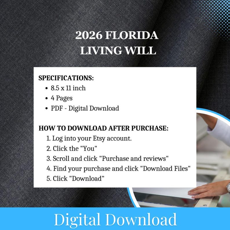 2026 Florida Living Will Template + Notarial Certificate, Advance ...