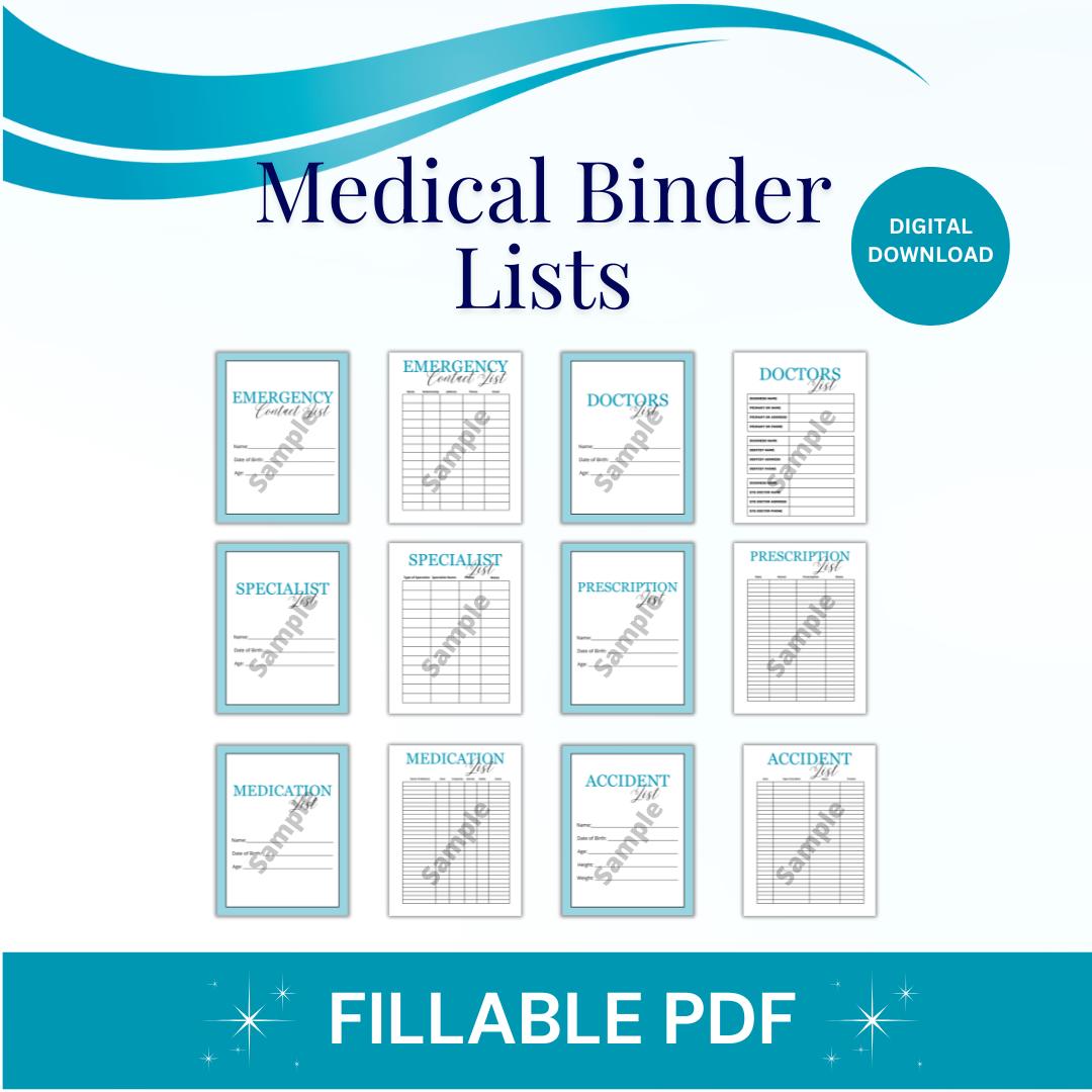 Medical Binder Fillable PDF, Medical Trackers, Medical Journals ...