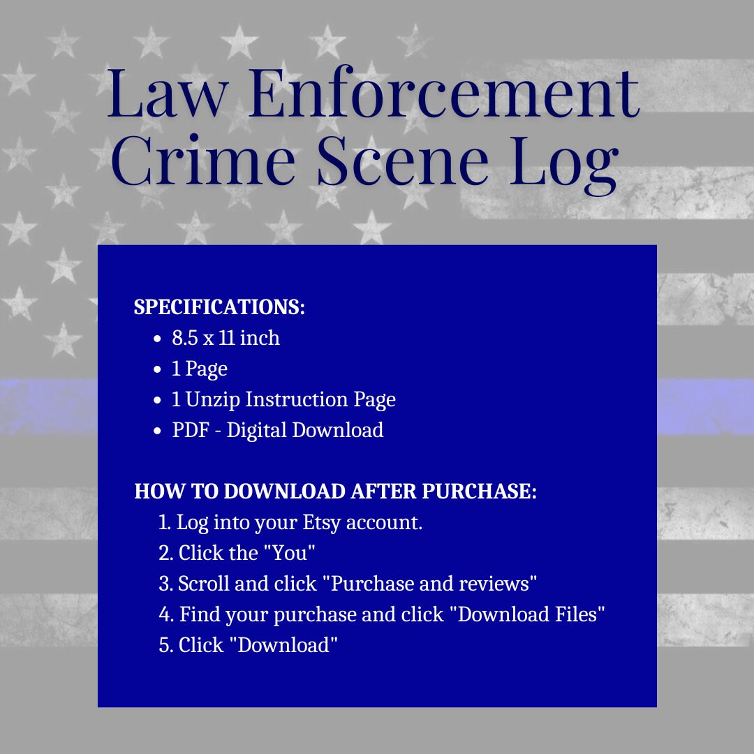 Law Enforcement Crime Scene Log, Law Enforcement Forms, Police Forms ...