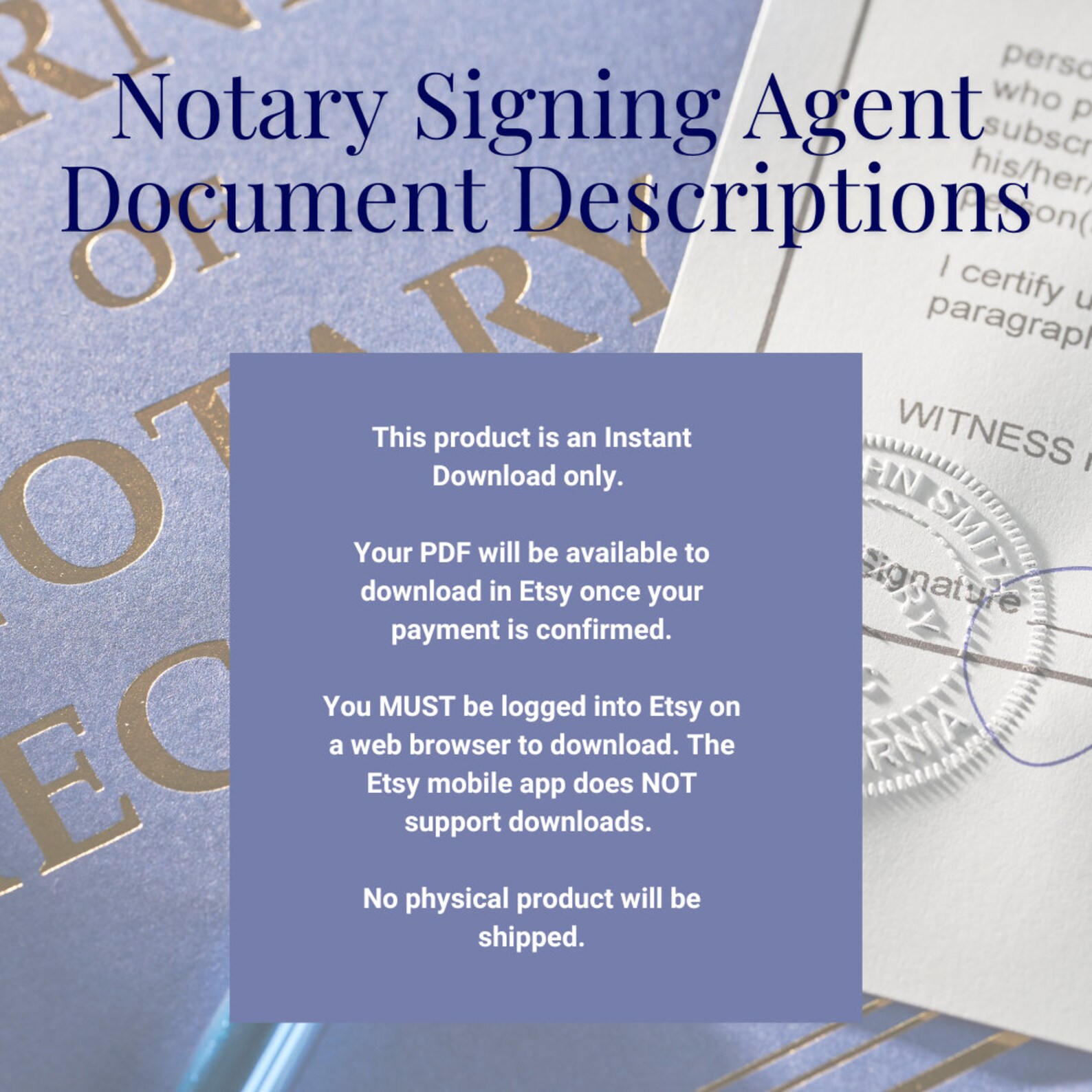 Notary Signing Agent Loan Document Descriptions, Loan Signing Agent ...