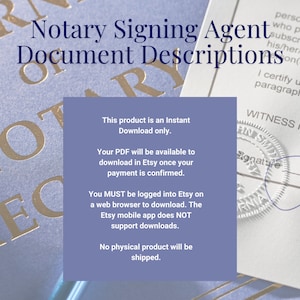 Notary Signing Agent Loan Document Descriptions, Loan Signing Agent ...