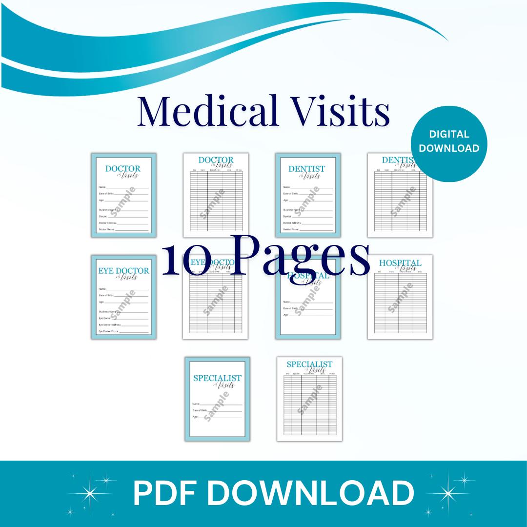 Medical Visit Inserts, Medical Binder Inserts, Medical Visit Logs ...