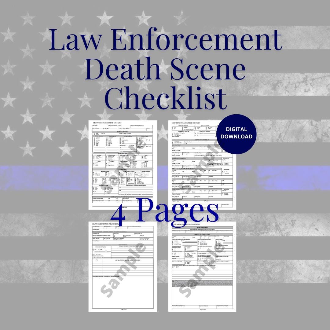 Law Enforcement Death Scene Checklist, Digital Download, Printable ...