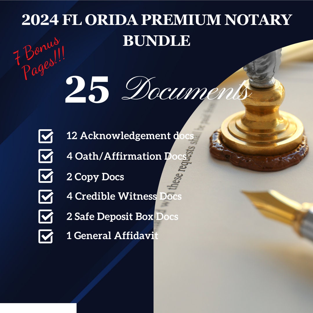 2024 Florida Premium Notary Bundle Notary Certificates, Notary Forms ...