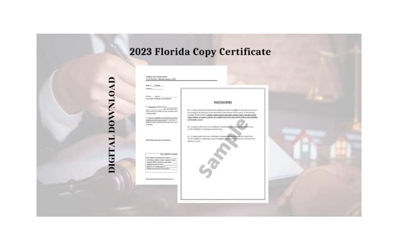 2023 Florida Notary Copy Certificate, Photocopy Certificate, Notary ...