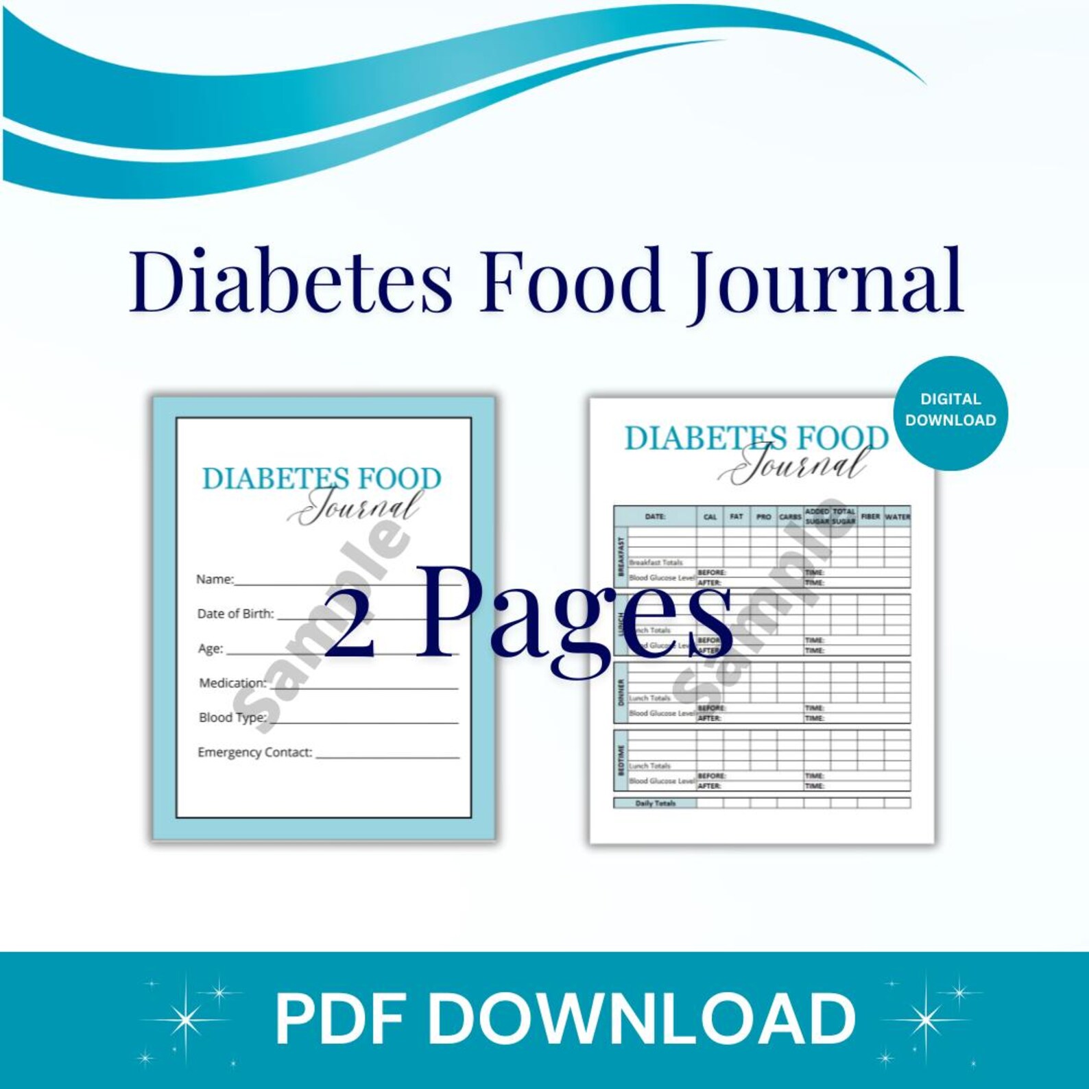 Diabetes Food Journal, Diabetes Food Log, Diabetes Food Tracker ...