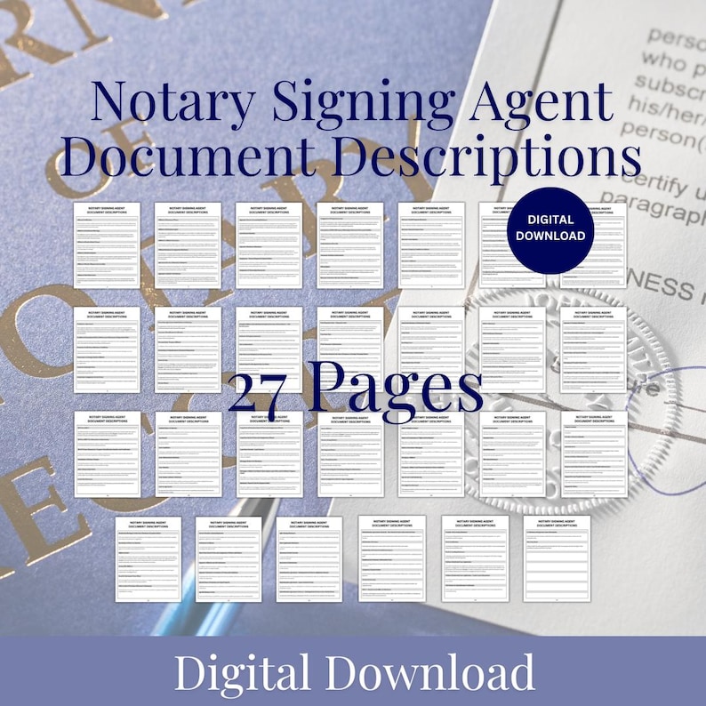 Notary Signing Agent Loan Document Descriptions, Printable Guide (PDF ...