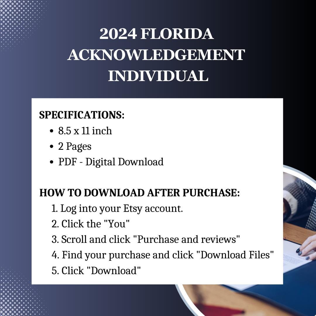 2024 Florida Acknowledgement Individual Notary Certificates, Notary ...