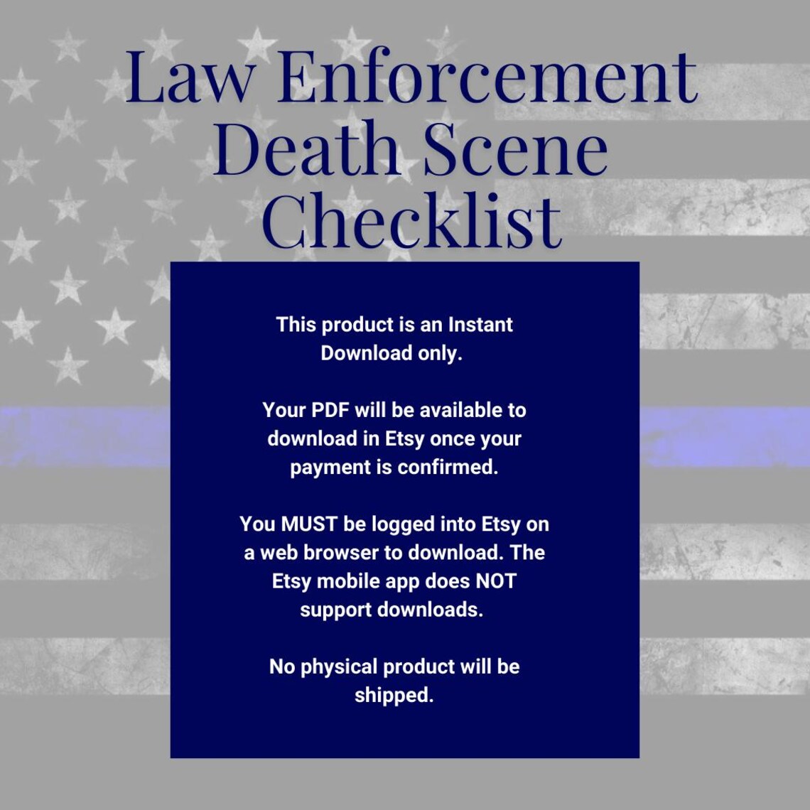 Law Enforcement Death Scene Checklist, Digital Download, Printable ...
