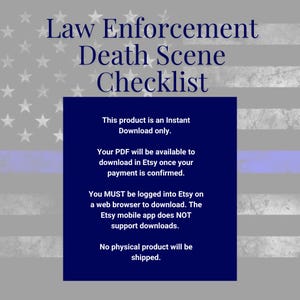 Law Enforcement Death Scene Checklist, Digital Download, Printable ...