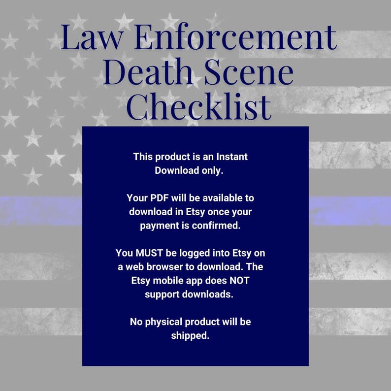 Law Enforcement Death Scene Checklist, Digital Download, Printable ...