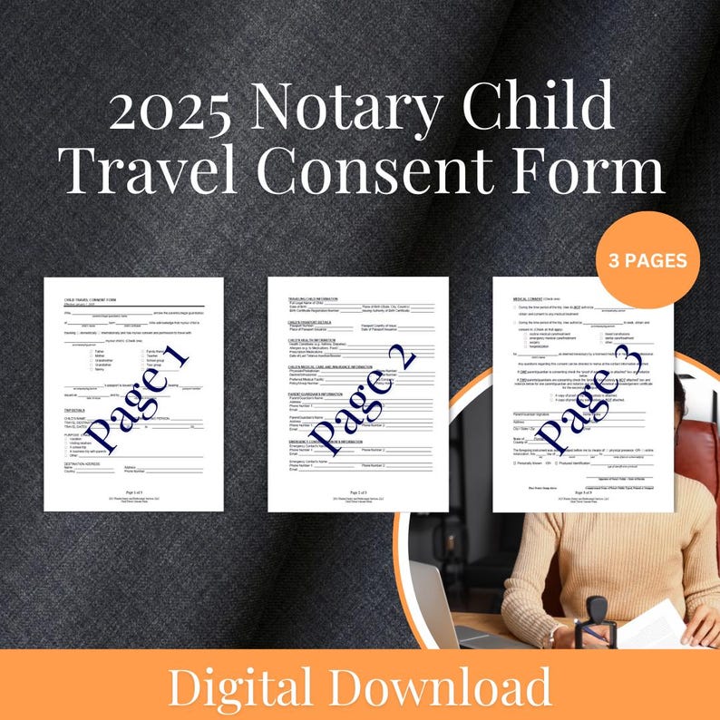 2025 Florida Notary Child Consent Form Bundle, Child Travel Consent ...