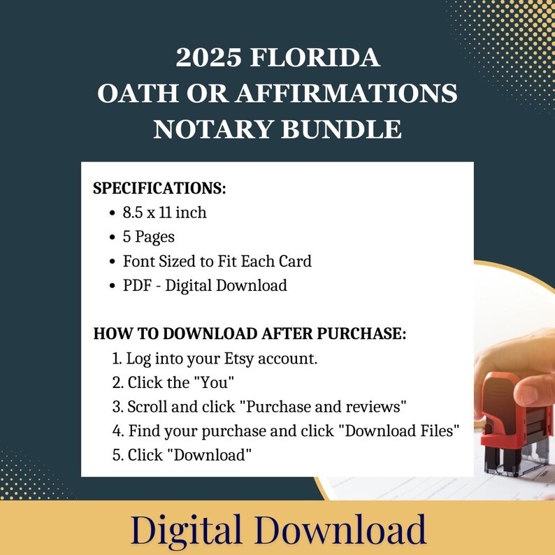 2025 Florida Oath or Affirmation Notary Bundle, Notary Forms, Notary ...
