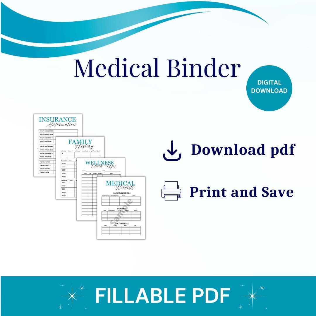 Medical Binder Fillable PDF, Medical Trackers, Medical Journals ...