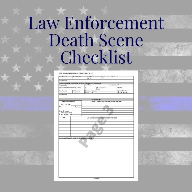 Law Enforcement Death Scene Checklist, Digital Download, Printable ...