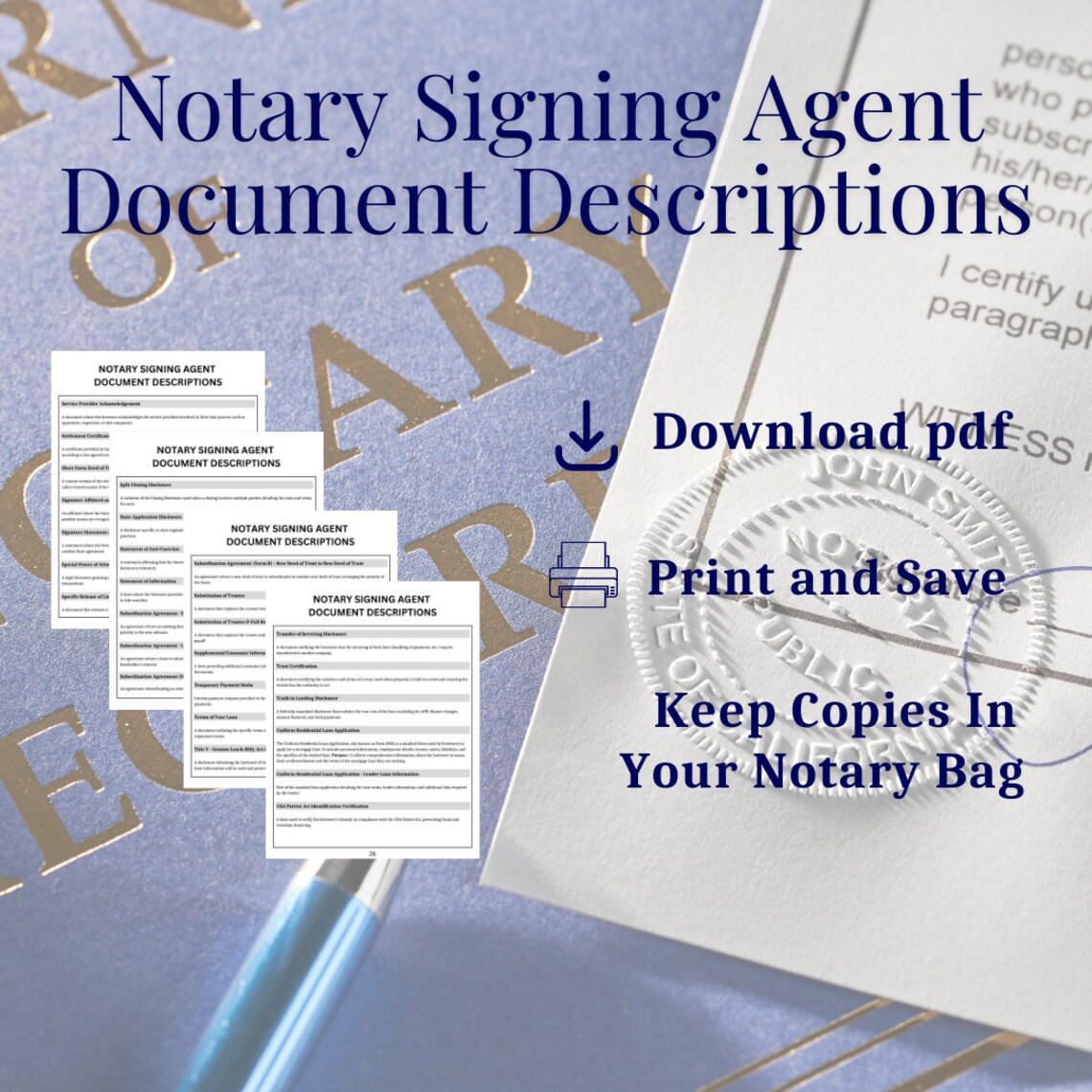 Notary Signing Agent Loan Document Descriptions, Loan Signing Agent ...