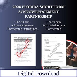 2025 Florida Short Form Acknowledgement - Partnership, Notary ...