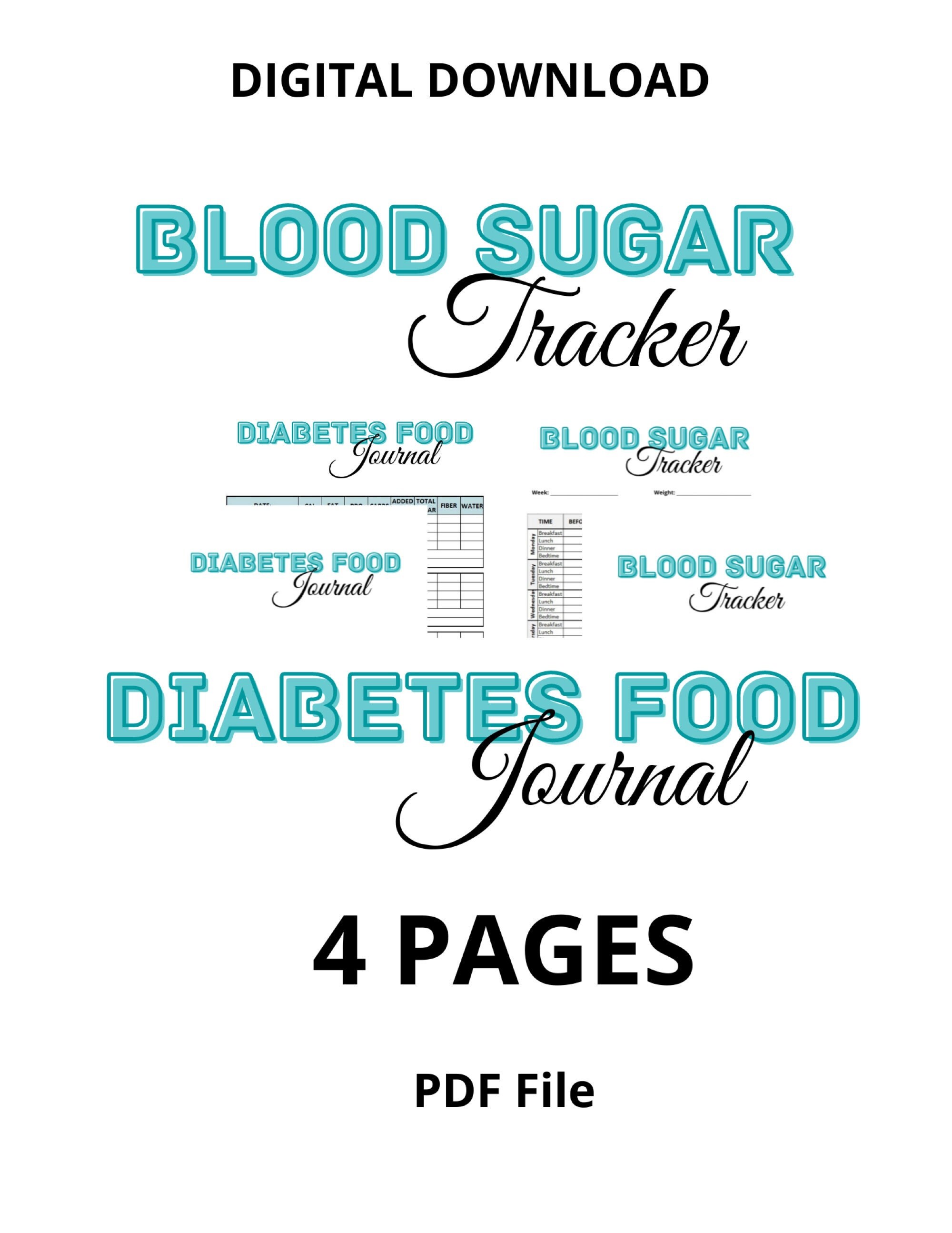 Blood Sugar Tracker and Diabetes Food Journal Bundle, Medical Binder ...