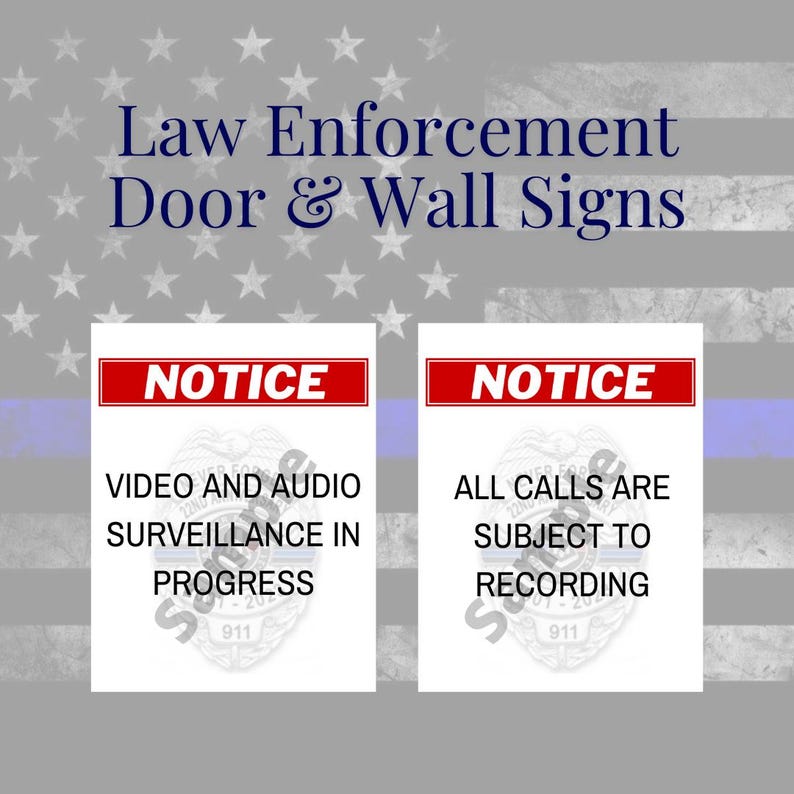 Law Enforcement Door & Wall Sign Bundle, 10 Printable Signs (digital ...