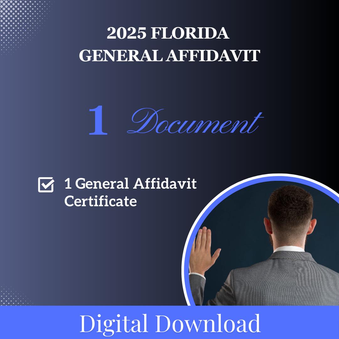 2025 Florida General Affidavit Notary Certificates, Notary Forms ...