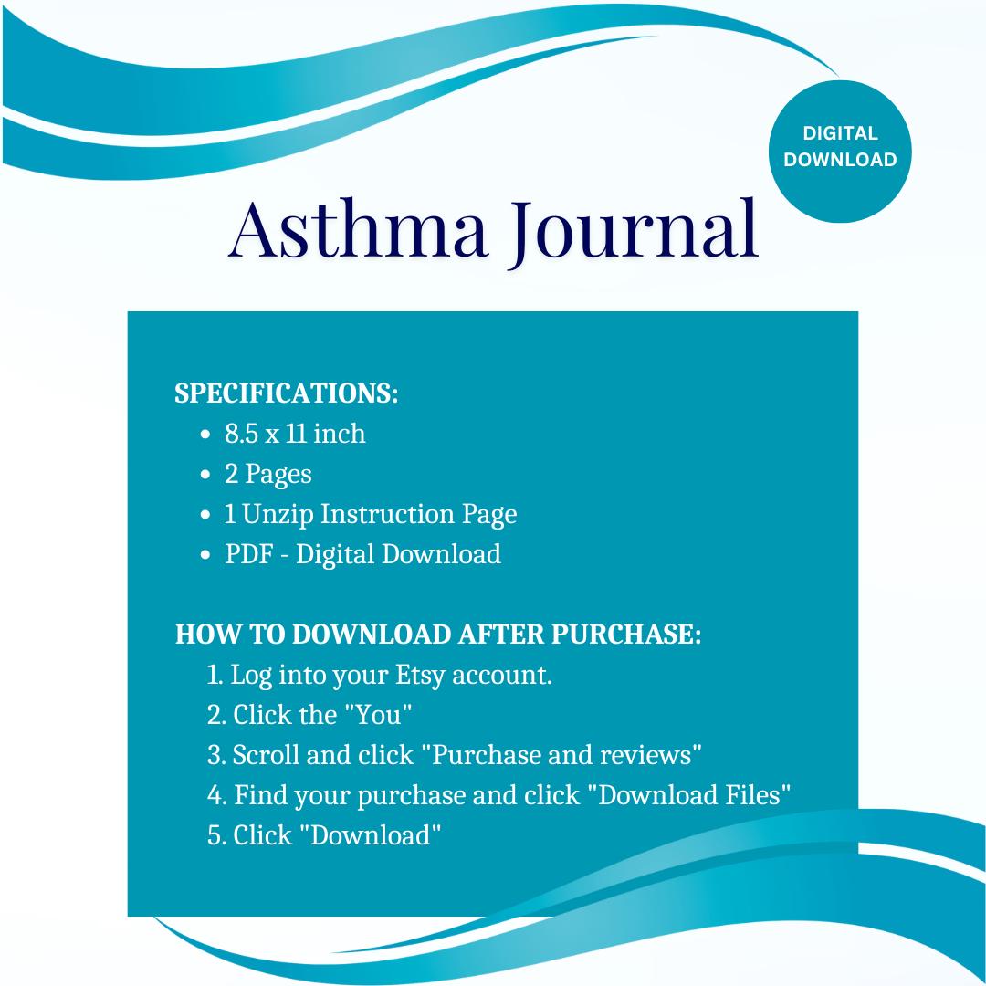 Asthma Journal, Medical Binder Insert, Asthma Log, Asthma Tracker ...