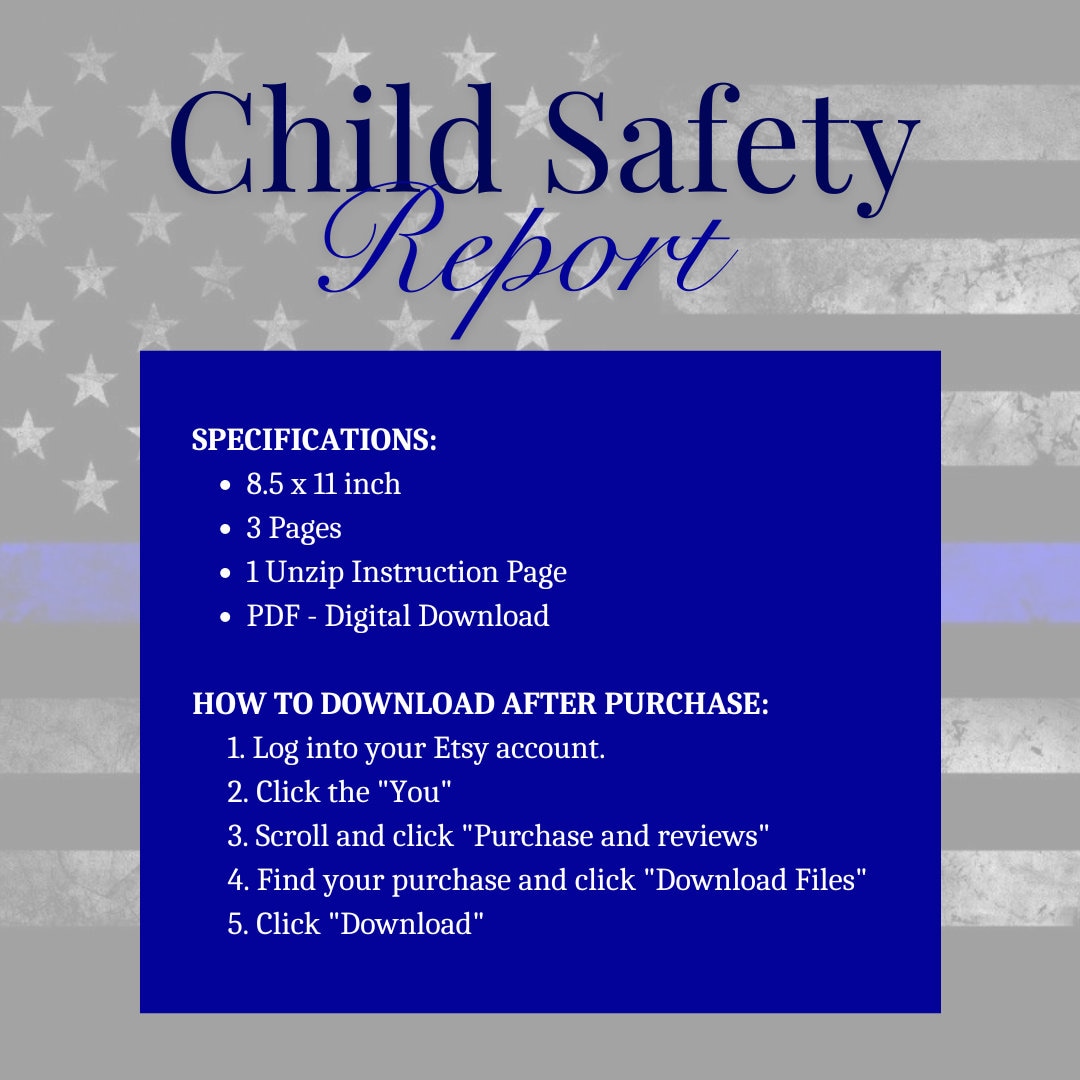 Law Enforcement Child Safety Report, Child Safety Checklist, Digital ...