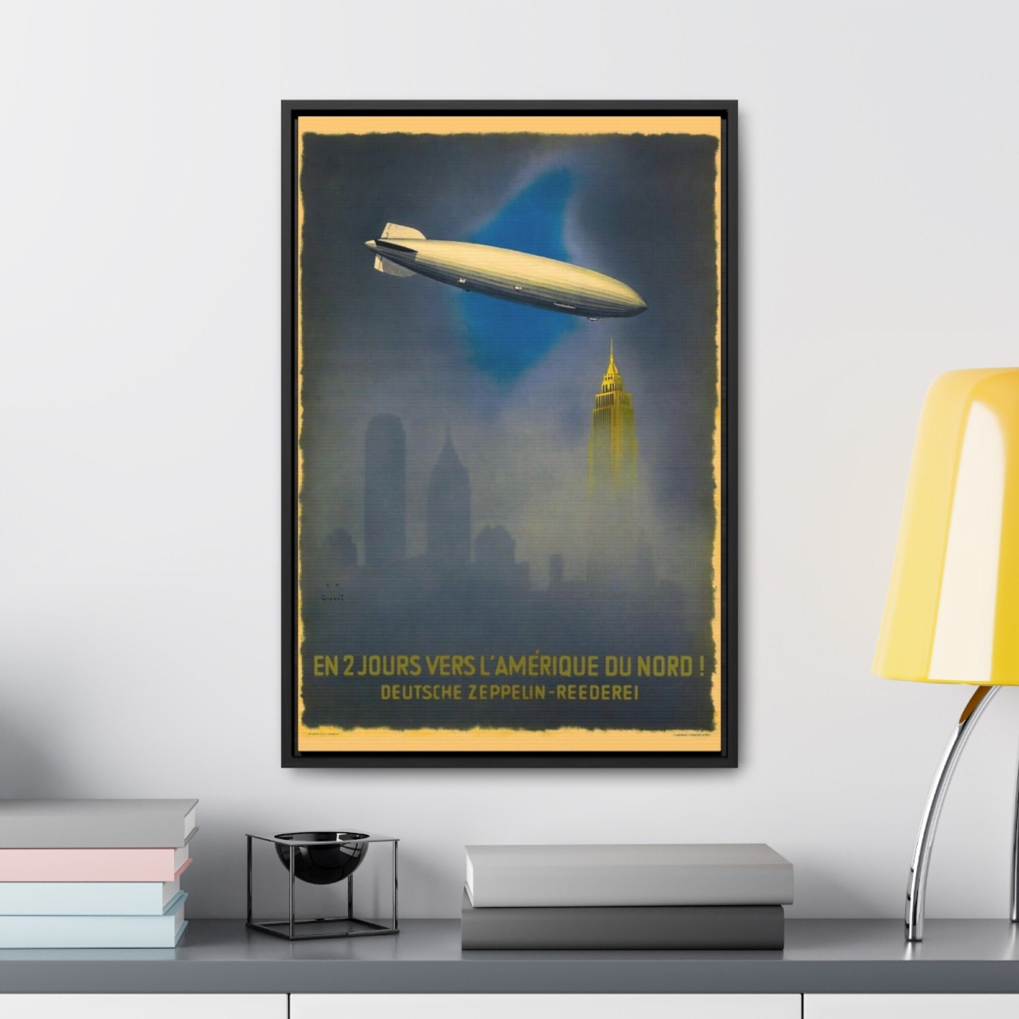 Hindenburg in New York Poster Vintage Zeppelin Air Travel Wall Art ...