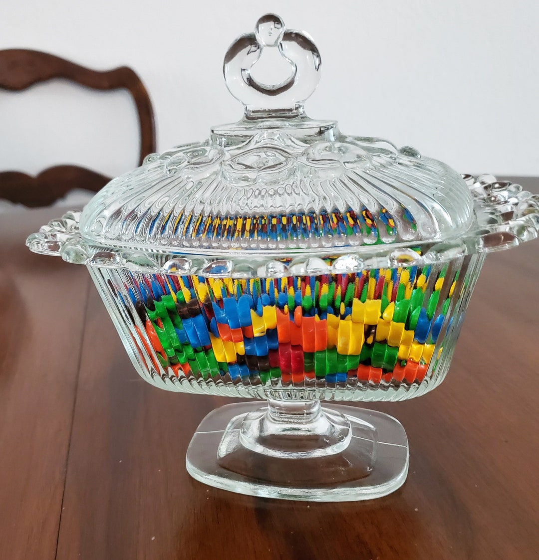 Pedestal Compote With Lid Vintage Indiana Glass Co. - Etsy
