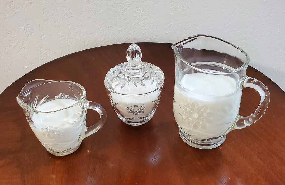 Anchor Hocking Vintage Star of David Sugar Bowl With Cream and Milk ...