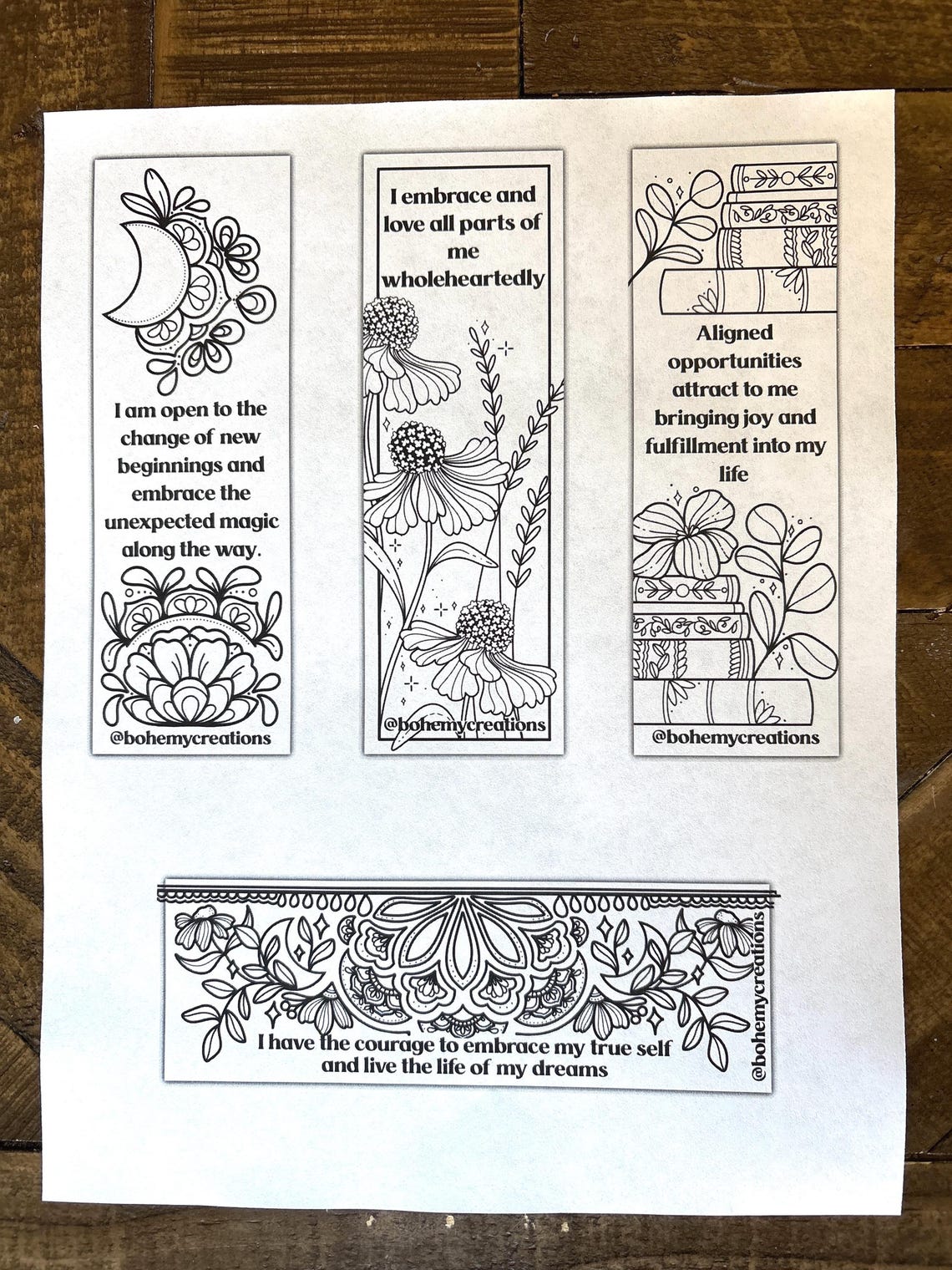 Positive Affirmations Printable Bookmarks- Bohemian and Botanical Booky ...