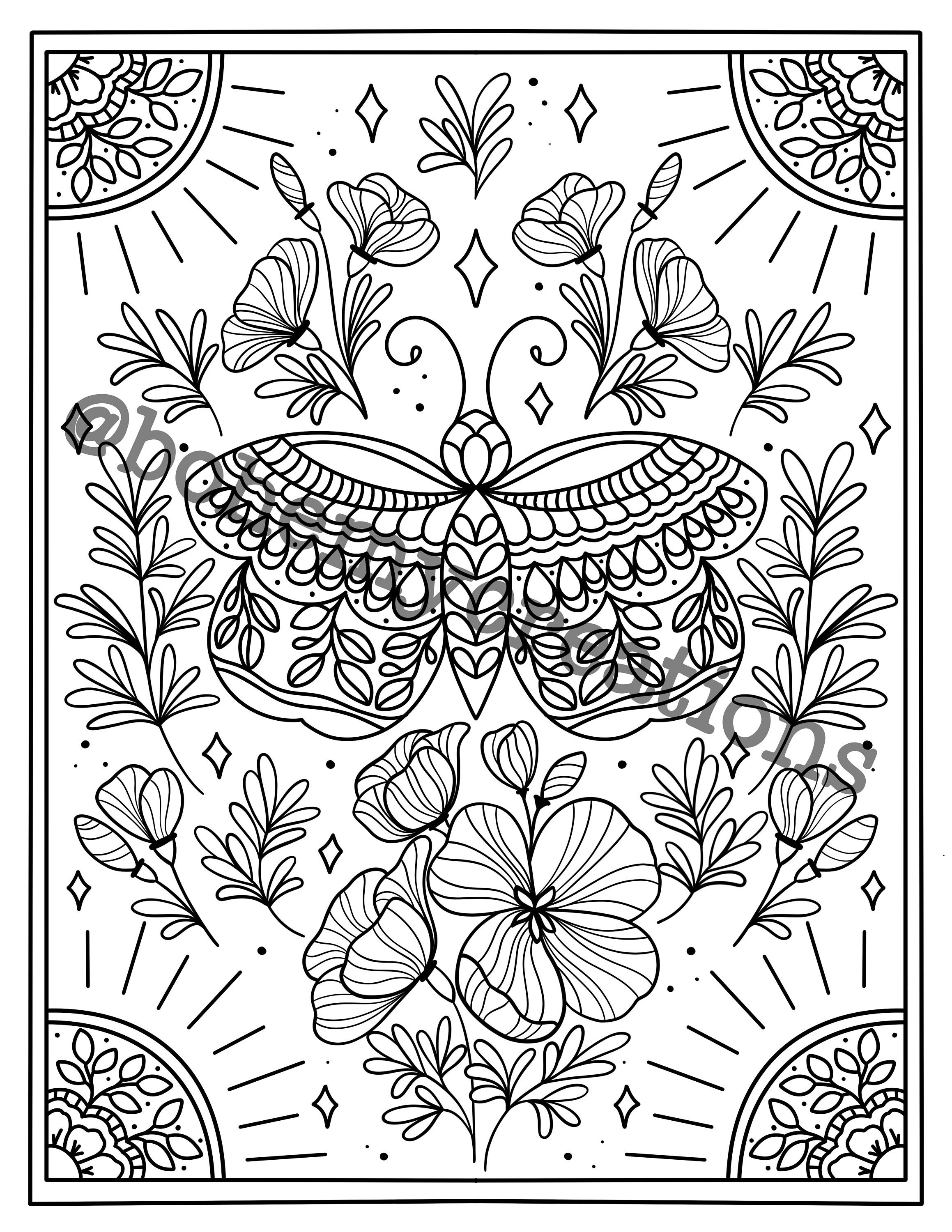 Summer Magic Printable Coloring Page Bohemian and Botanical - Etsy