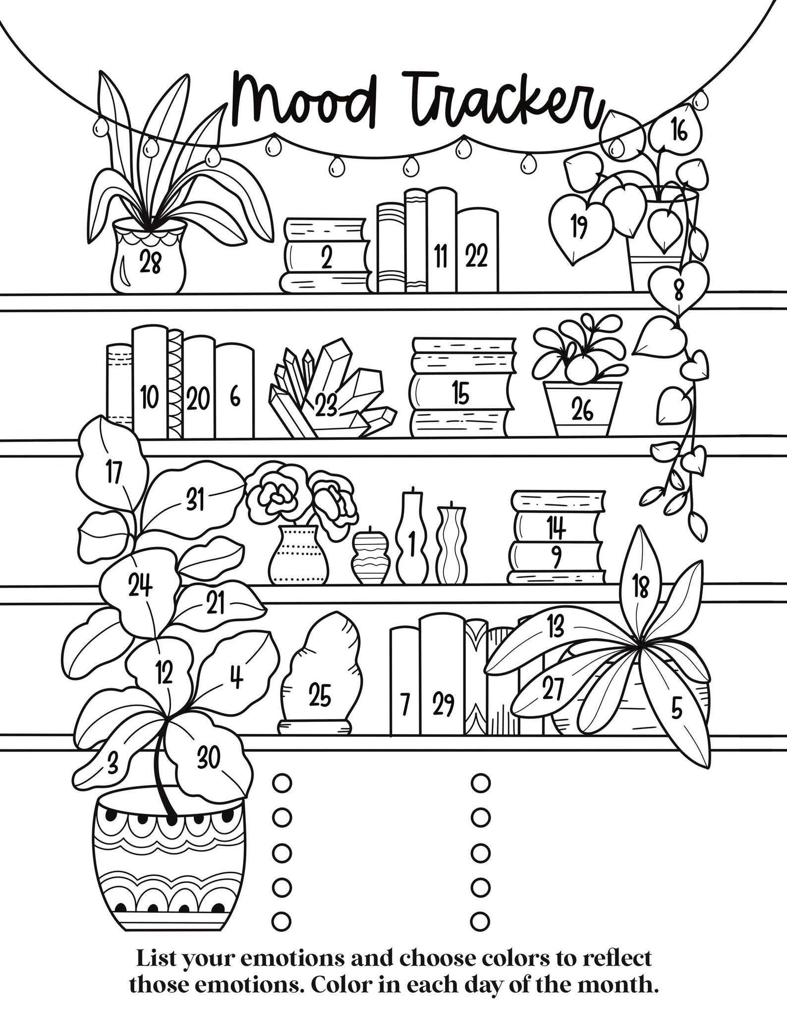 Mood Tracker- Printable Journaling Page- Plants Bohemian Botanical and ...