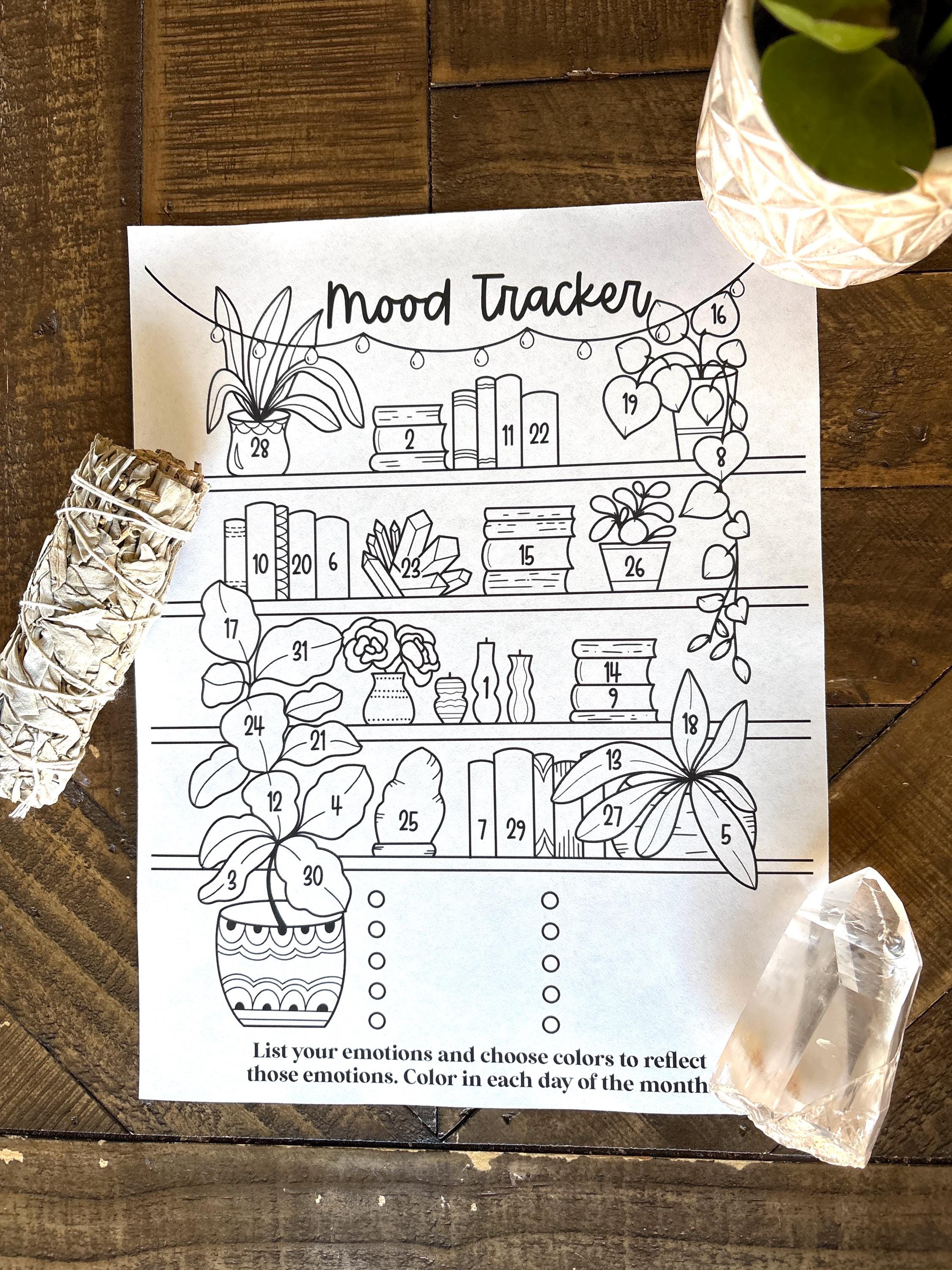 Mood Tracker- Printable Journaling Page- Plants Bohemian Botanical and ...