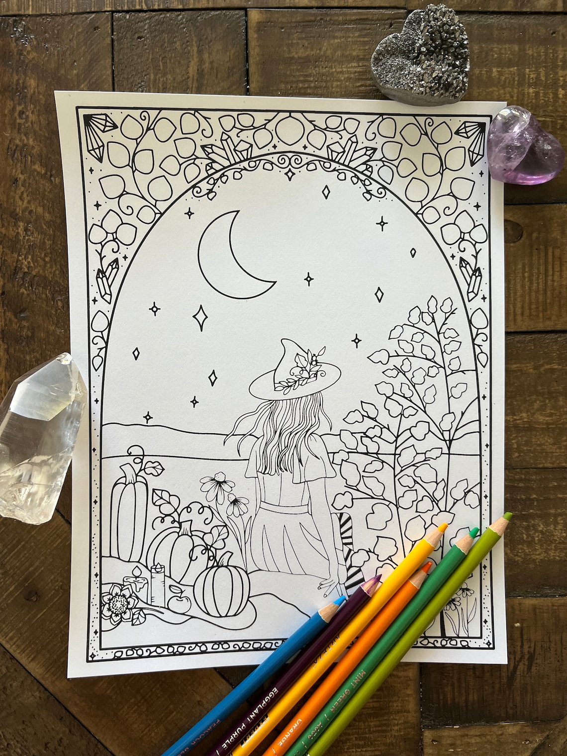 Witch of the Woods - Printable Coloring Page - Fall Autumn Witchy - Etsy