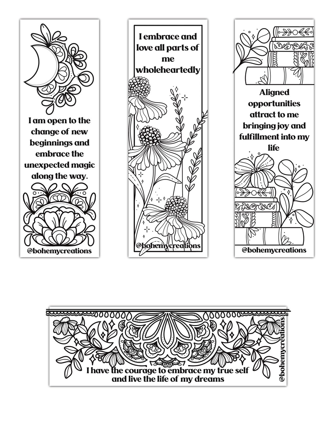 Positive Affirmations Printable Bookmarks- Bohemian and Botanical Booky ...