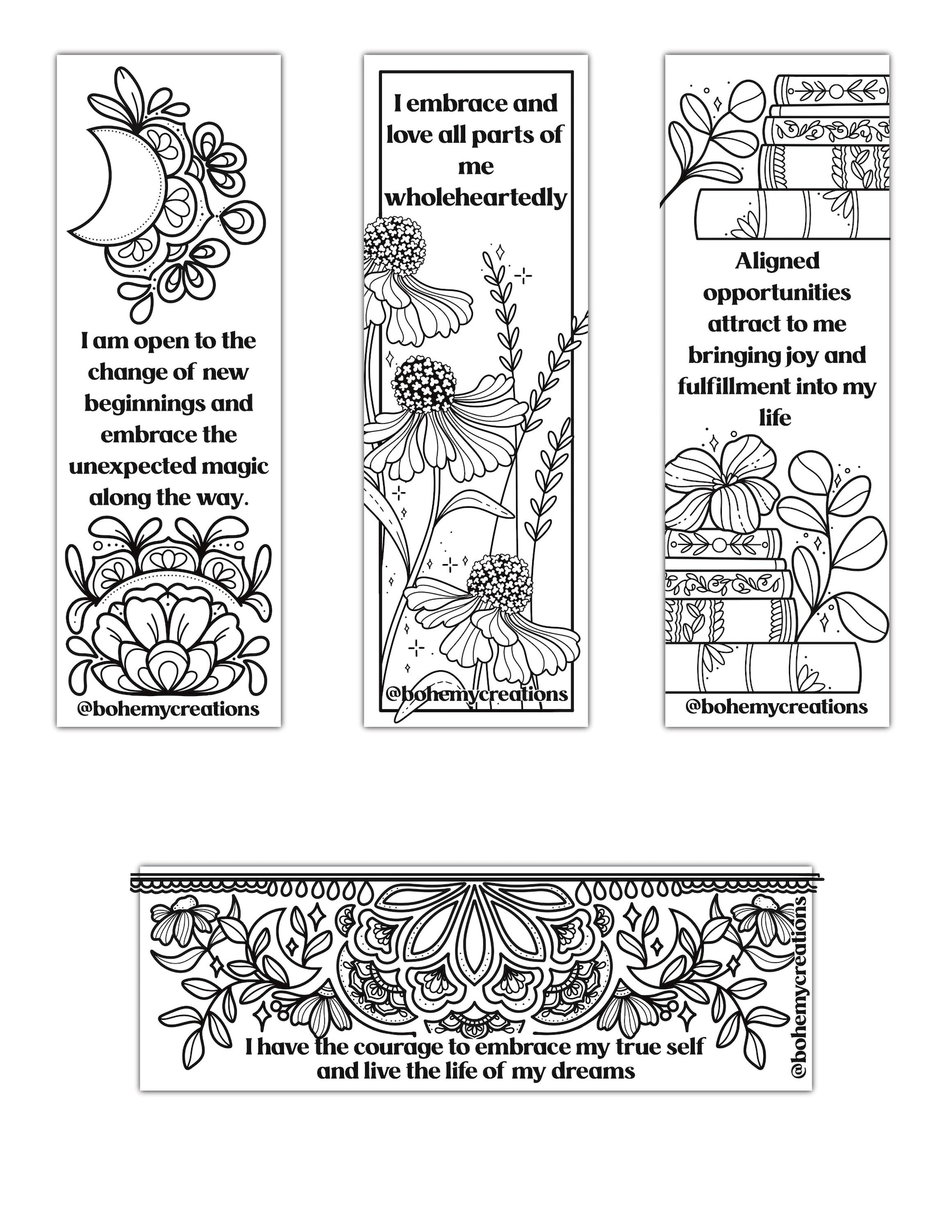 Positive Affirmations Printable Bookmarks- Bohemian and Botanical Booky ...