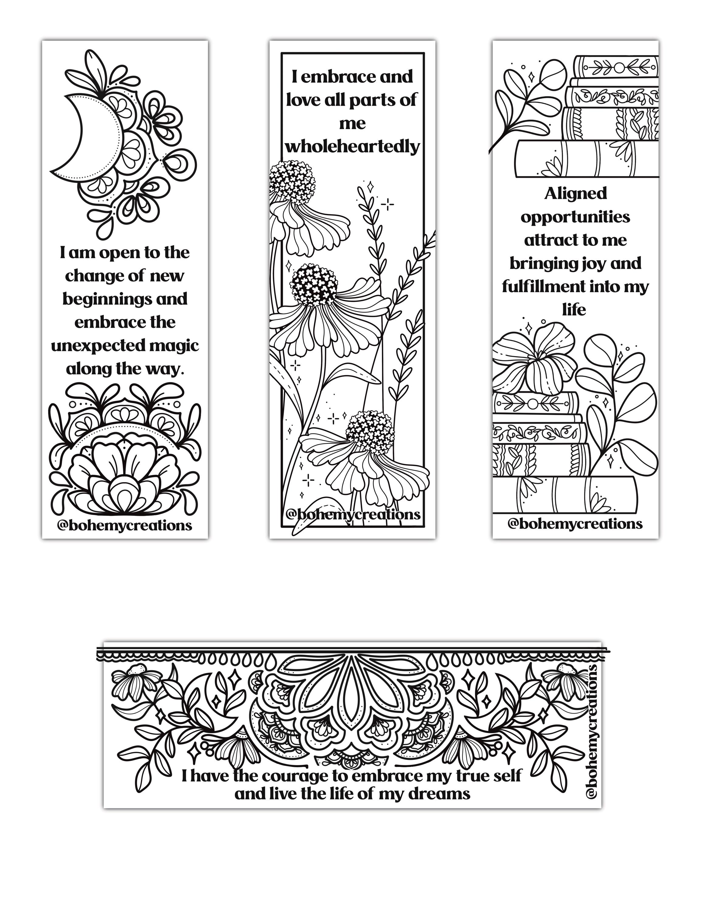 Positive Affirmations Printable Bookmarks- Bohemian and Botanical Booky ...