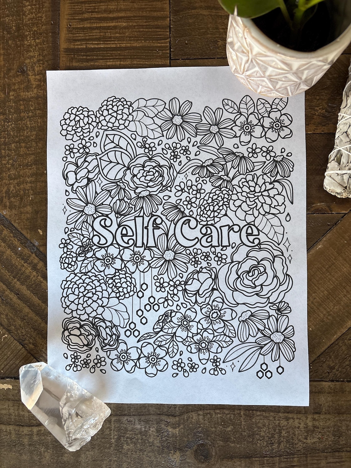 Self Care Printable Coloring Page- Mental Health Wellness- Boho and ...