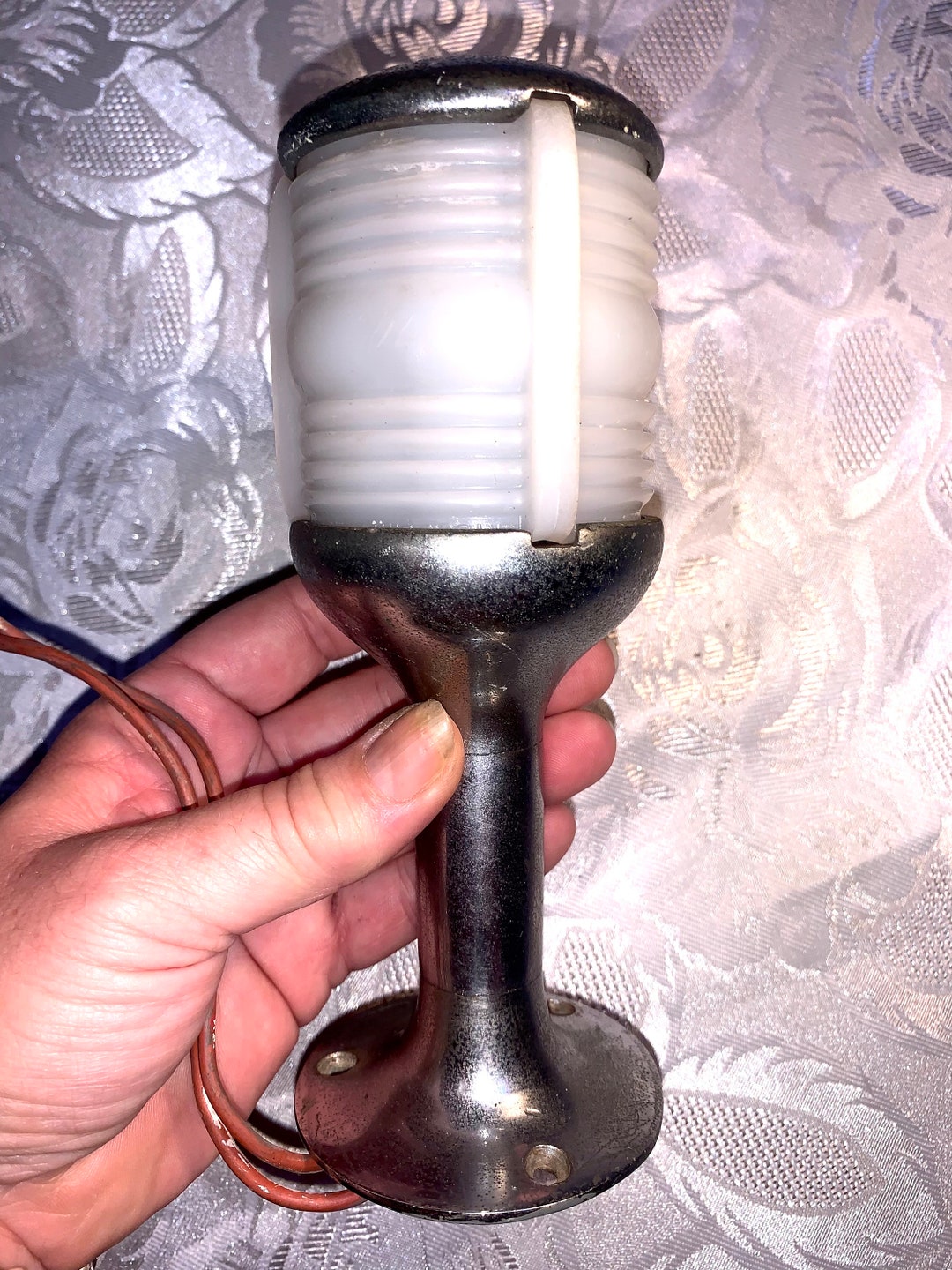 TWO Vintage Different Very Thick Glass BOAT Lights 1 Clear-1 White ...