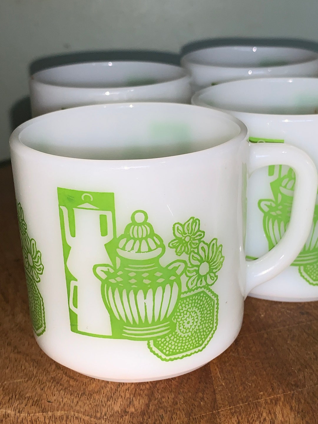 Vintage and Very Rare Set of SIX (6) so Retro! Federal White Glass ...