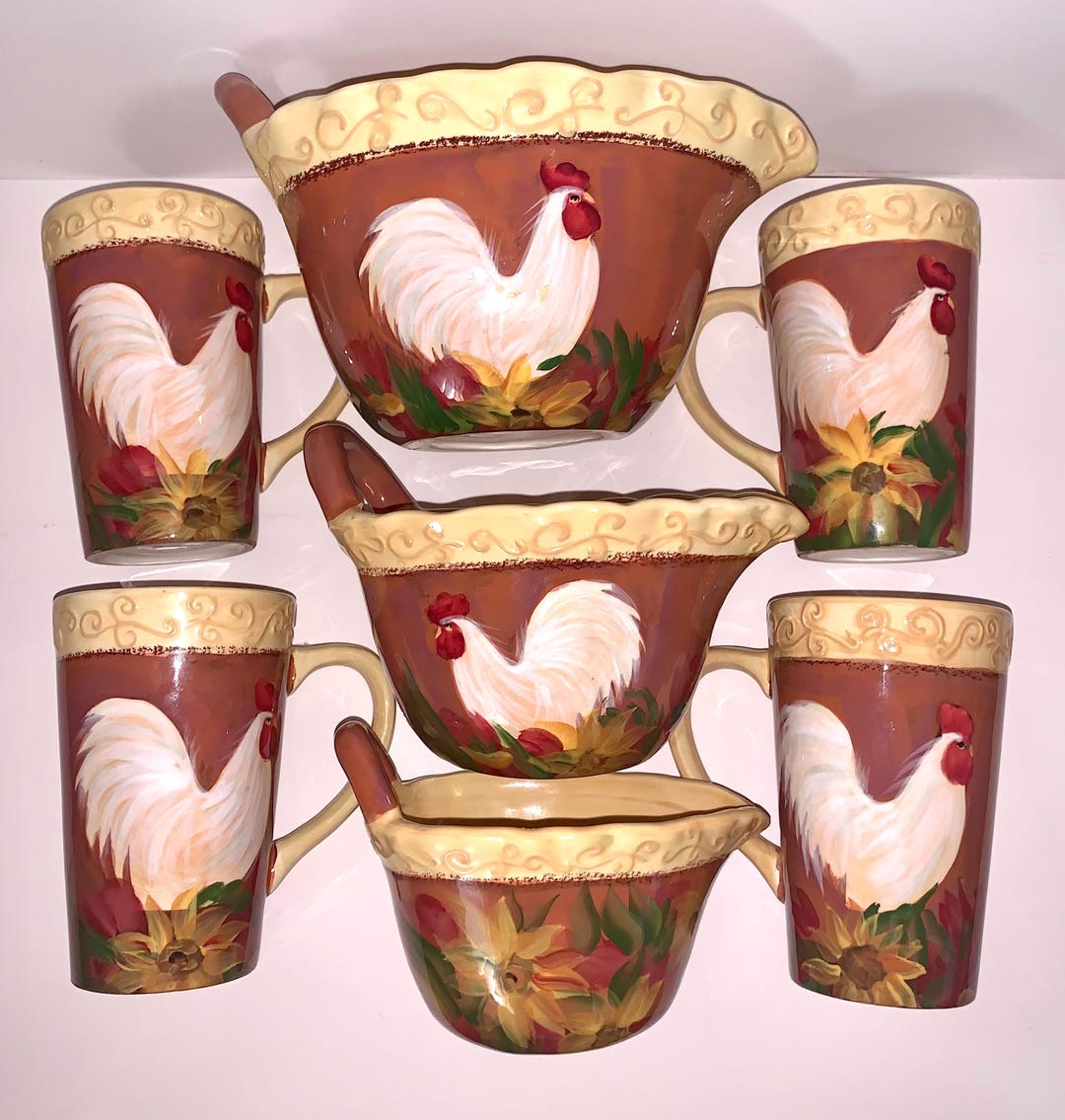 Vintage Rare ROOSTERS Matching Set of 7 Bella Casa by Ganz 3 Decorative ...