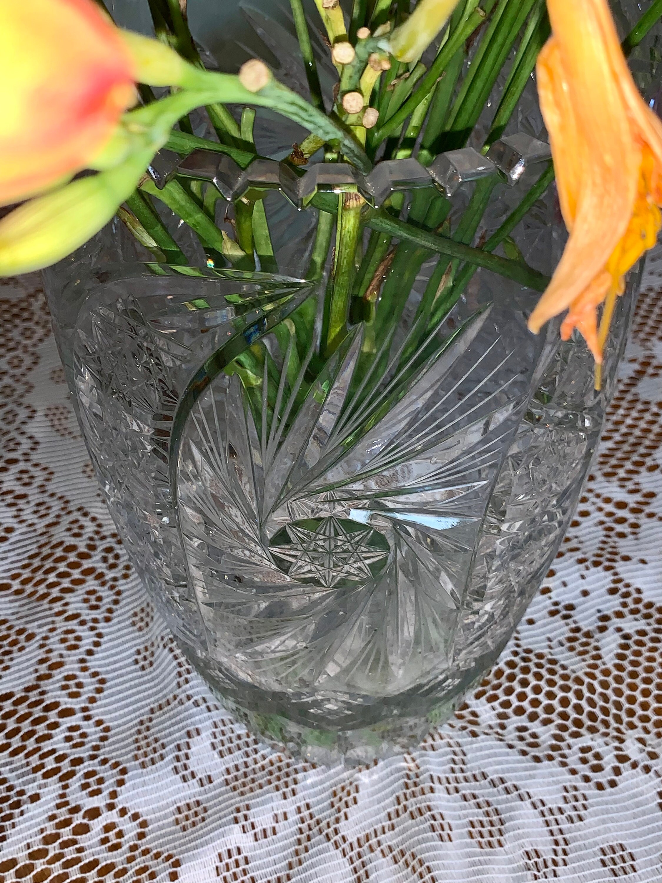 Vintage 1950’s Square Sawtooth Rimmed Large Lead Bohemian Crystal ...