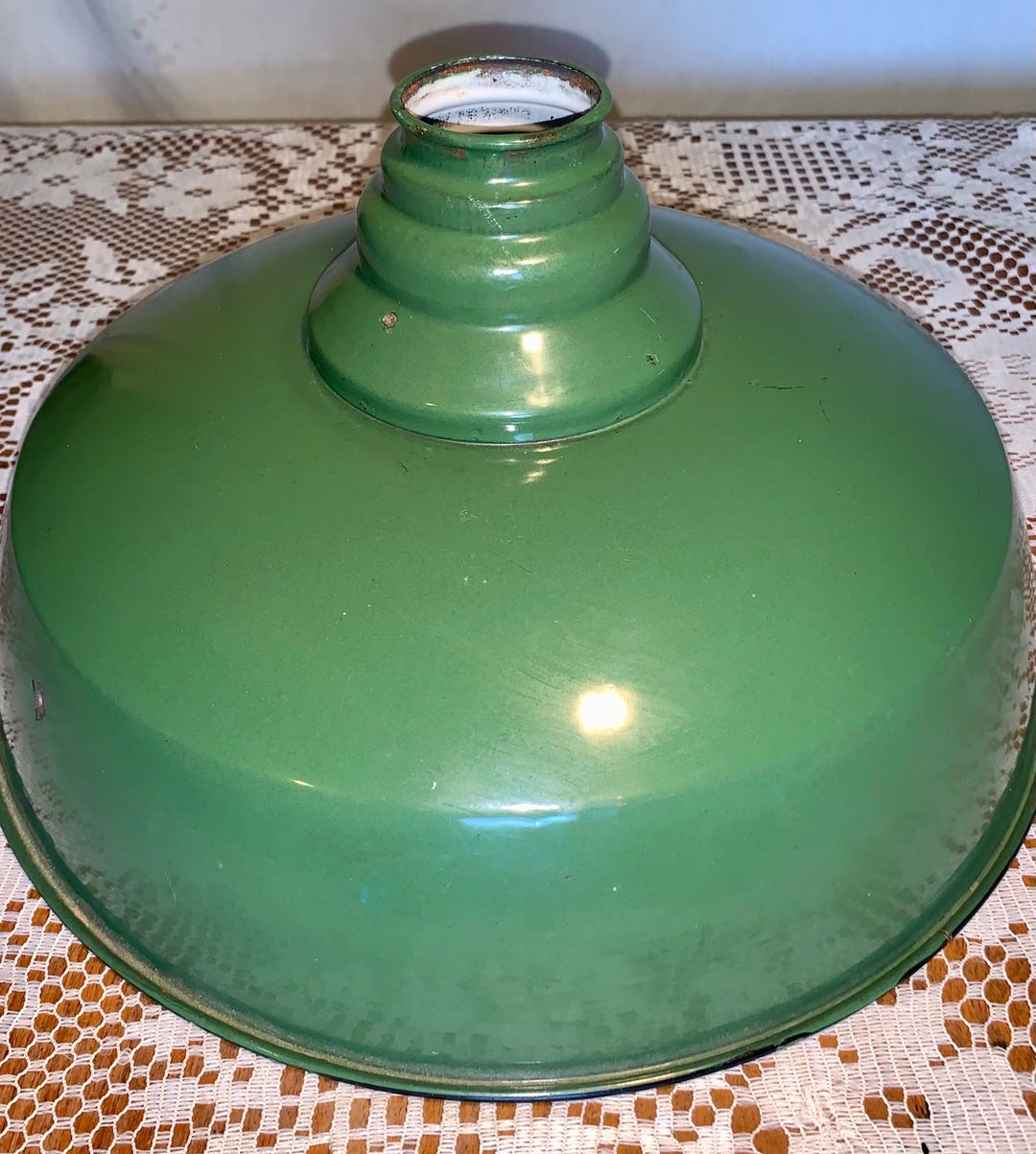 Vintage 1940s Retro Enamel Green and White Large Metal Barn Industrial ...