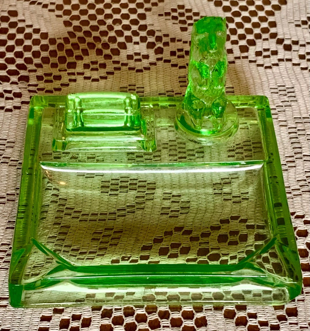 RARE Antique 1920s and Unique Uranium Vaseline Scotty Dog Brilliant ...