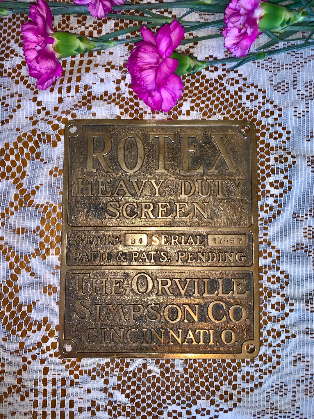 Vintage 1950s “ROTEX” Collectible Heavy Large Solid Brass Plaque 9” X 7 ...