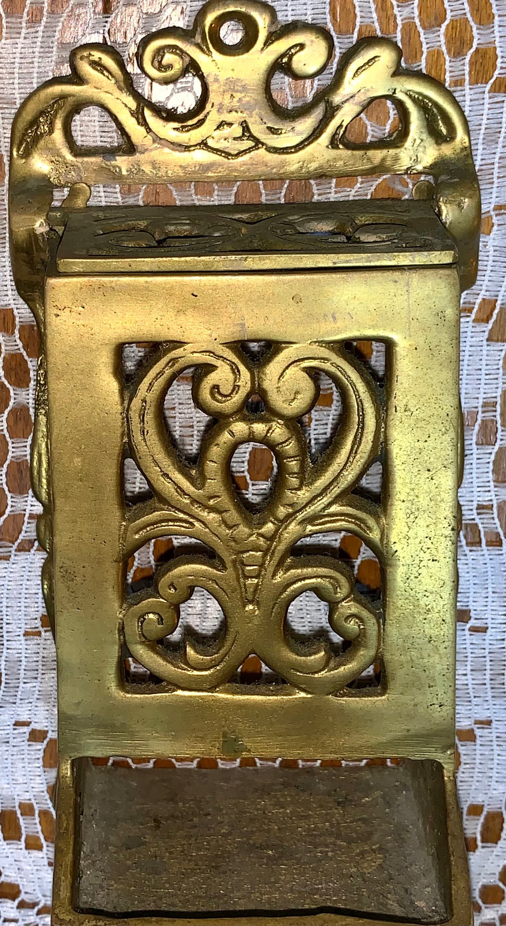 Vintage 1970s Solid Brass Ornate Filigree Match Stick Holder With Cubby ...