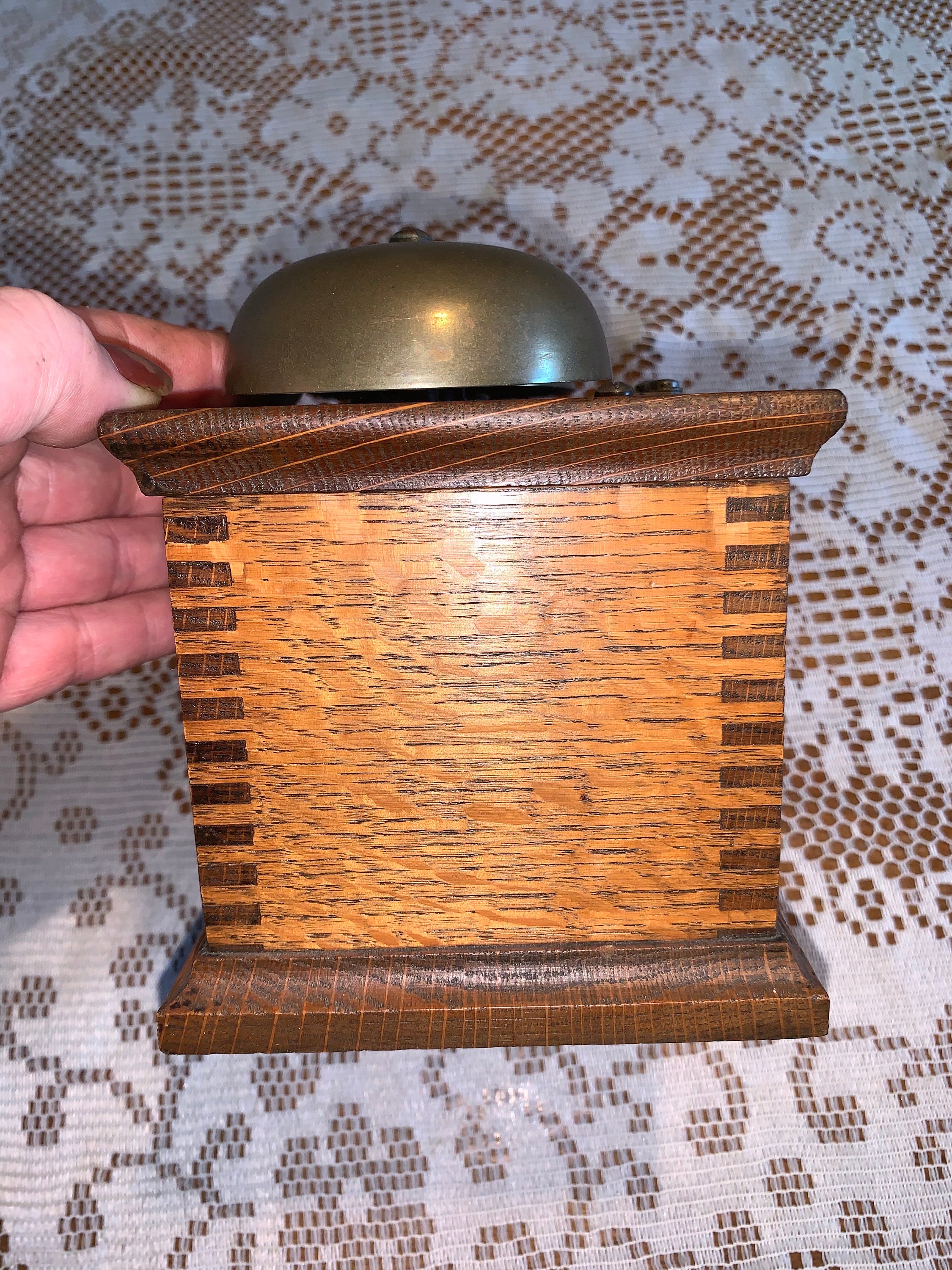 Antique 1920s High Quality Wooden Oak Double Bell Telegraph Train Bell ...