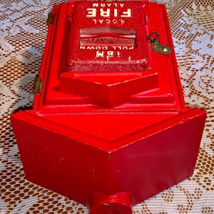 Vintage Northern Electric Red Metal Pull Down Fire Alarm Box With KEY ...